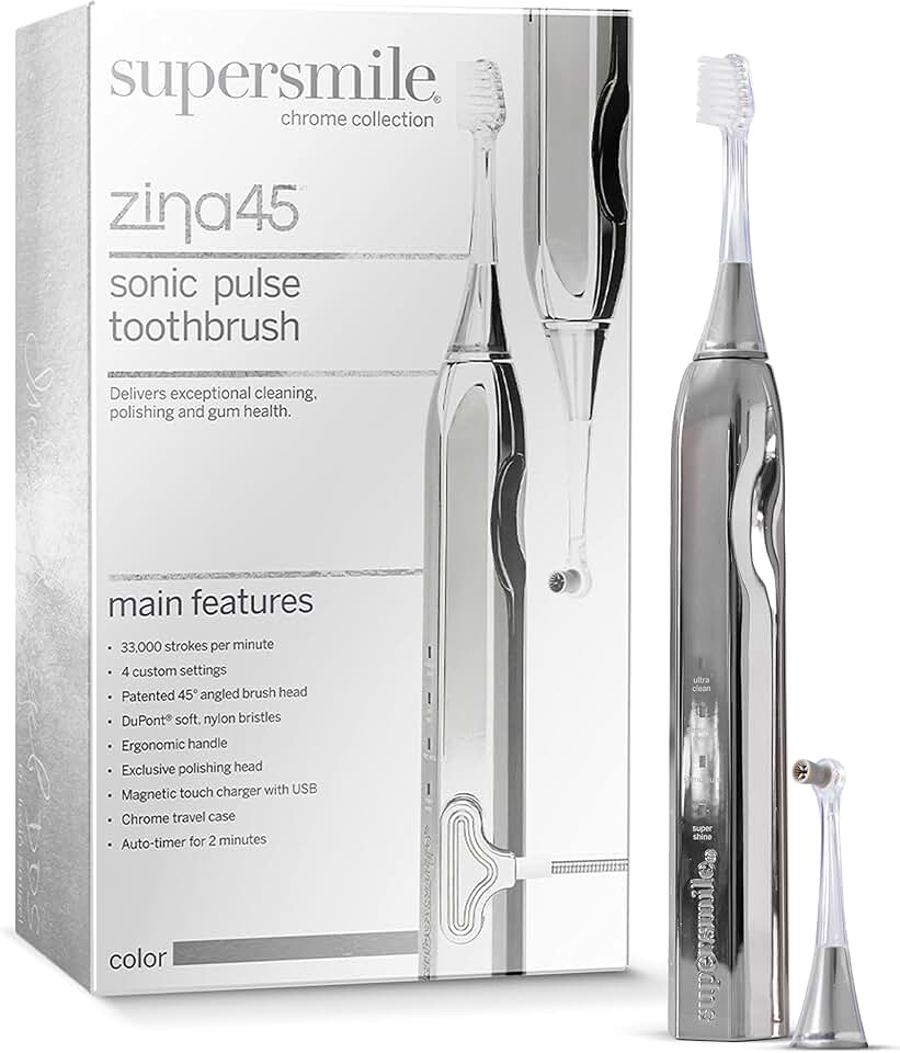Supersmile Zina45 Deluxe Sonic Pulse Electric Toothbrush, Rechargeable ...