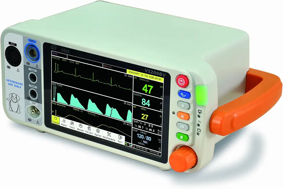 VS2000VCM 7" Veterinary Vital Signs Monitor with ETCO2(Mainstream) ECG ...
