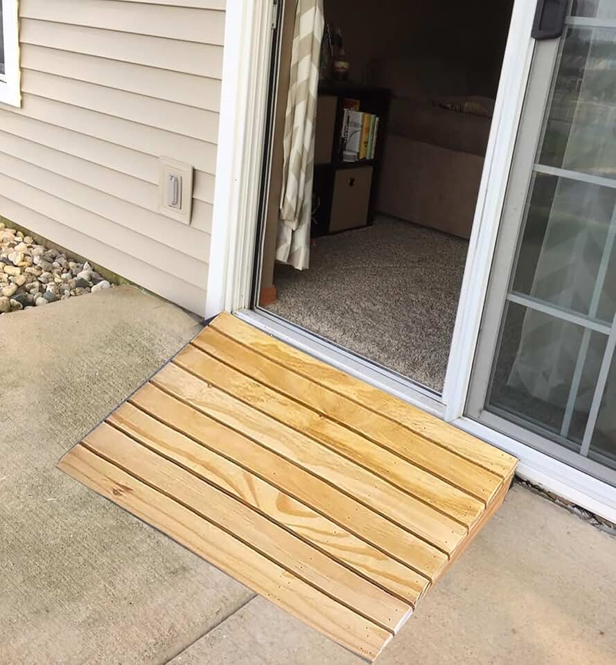 Garage Ramp Edge Wooden Threshold Ramps for Doorways 4'' Rise, Non-Slip ...