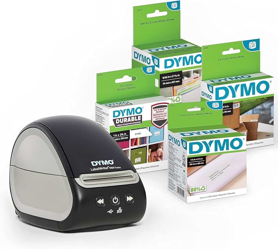 DYMO LabelWriter 550 Turbo Label Printer Bundle, Label Maker with ...