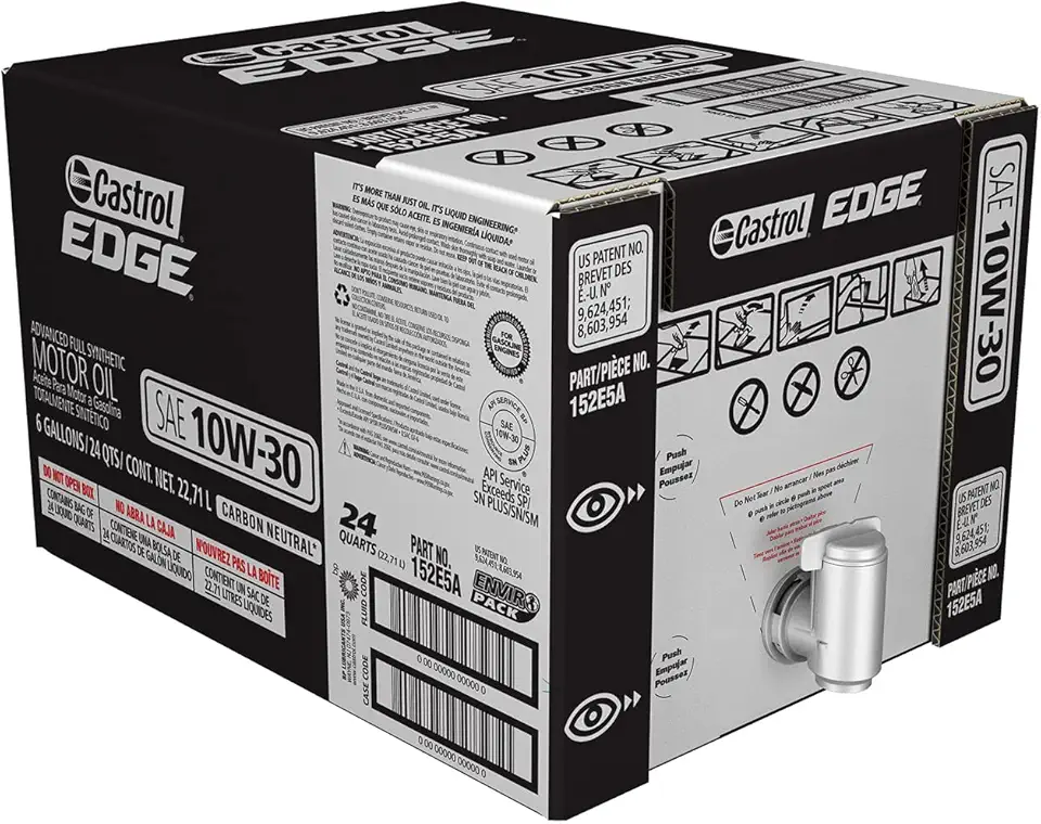 Castrol Edge 10W-30 Advanced Full Synthetic Motor Oil, 6 Gallon Enviro ...