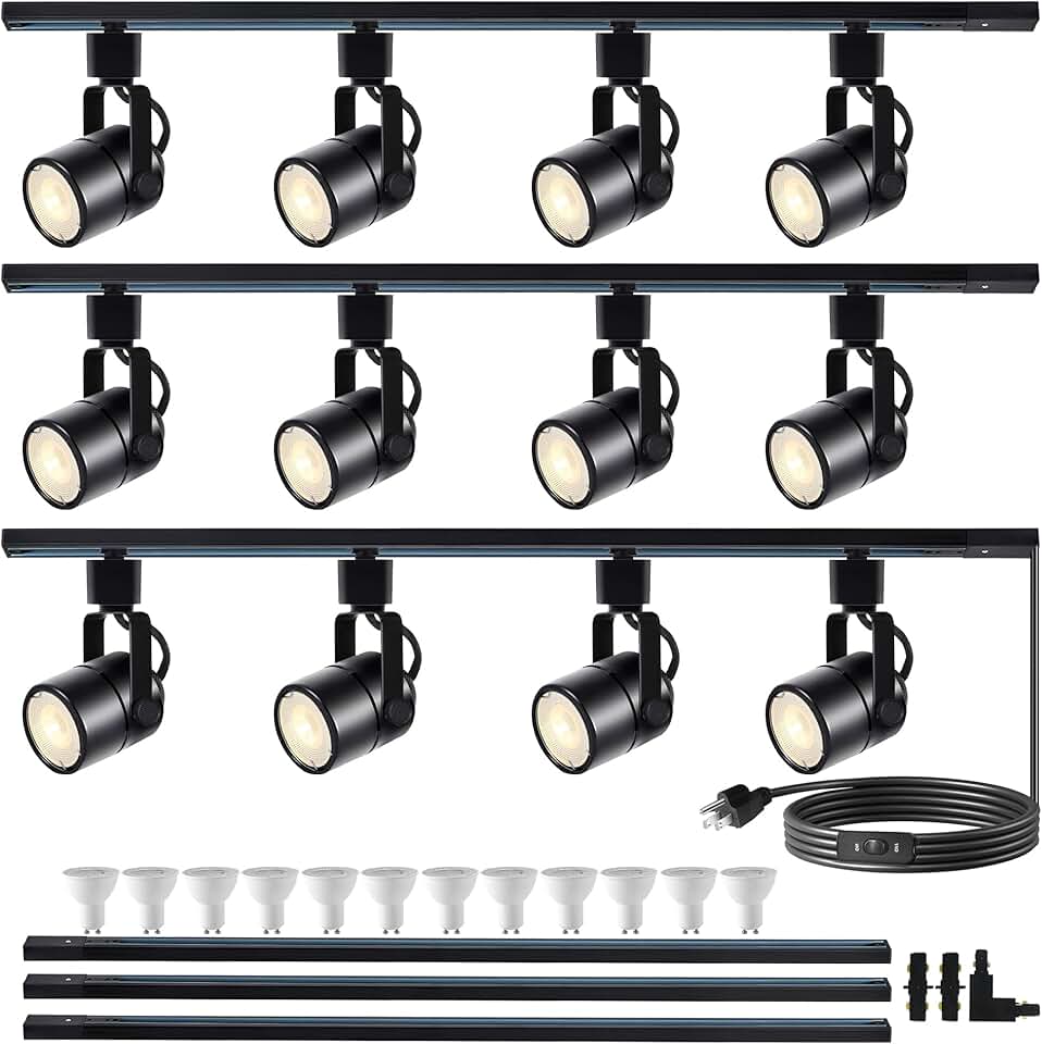 LED Track Lighting Heads Kit, 12-Light Dimmable GU10 Track Lights Heads ...