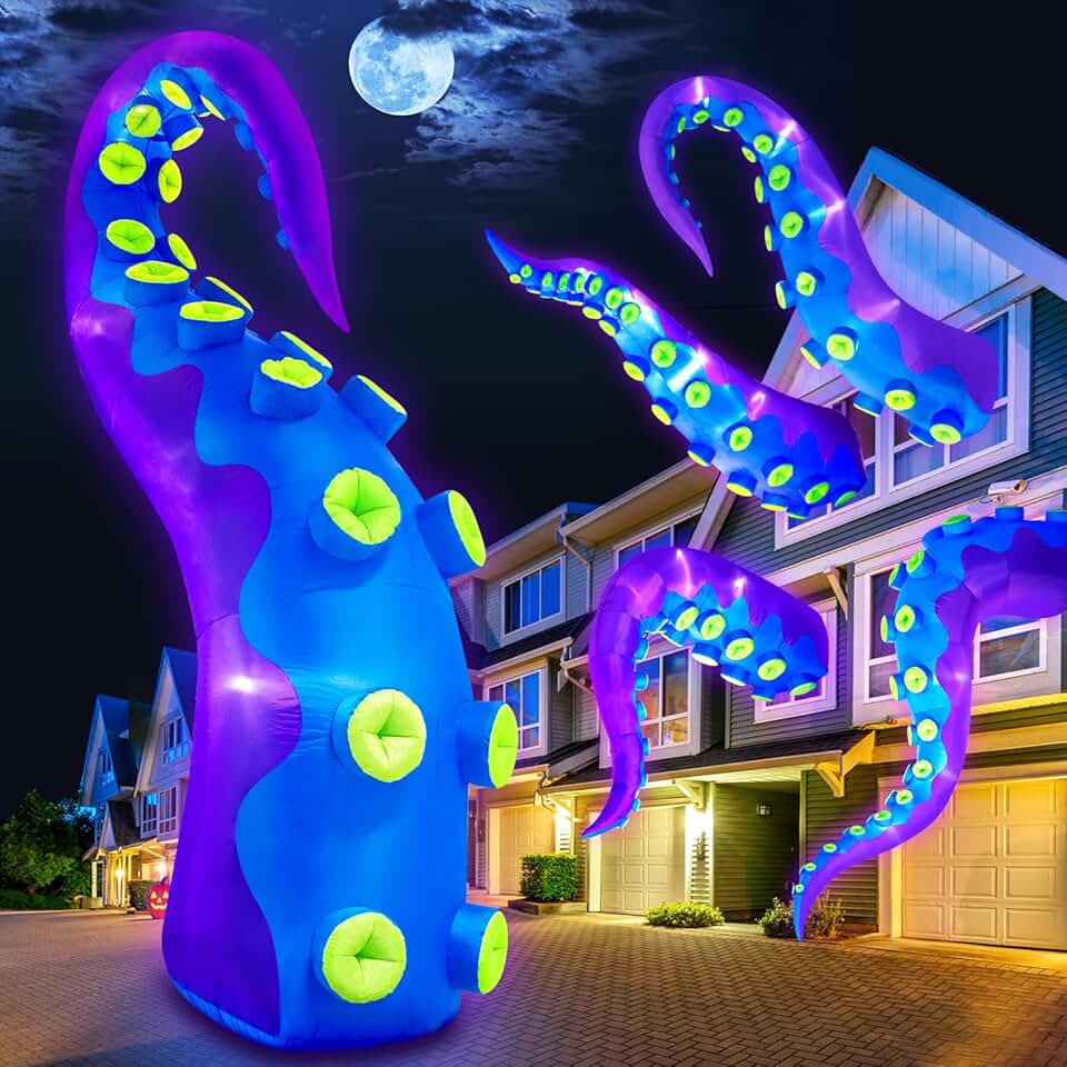 14FT Halloween Inflatables Decorations Outdoor Giant Octopus Tentacles ...