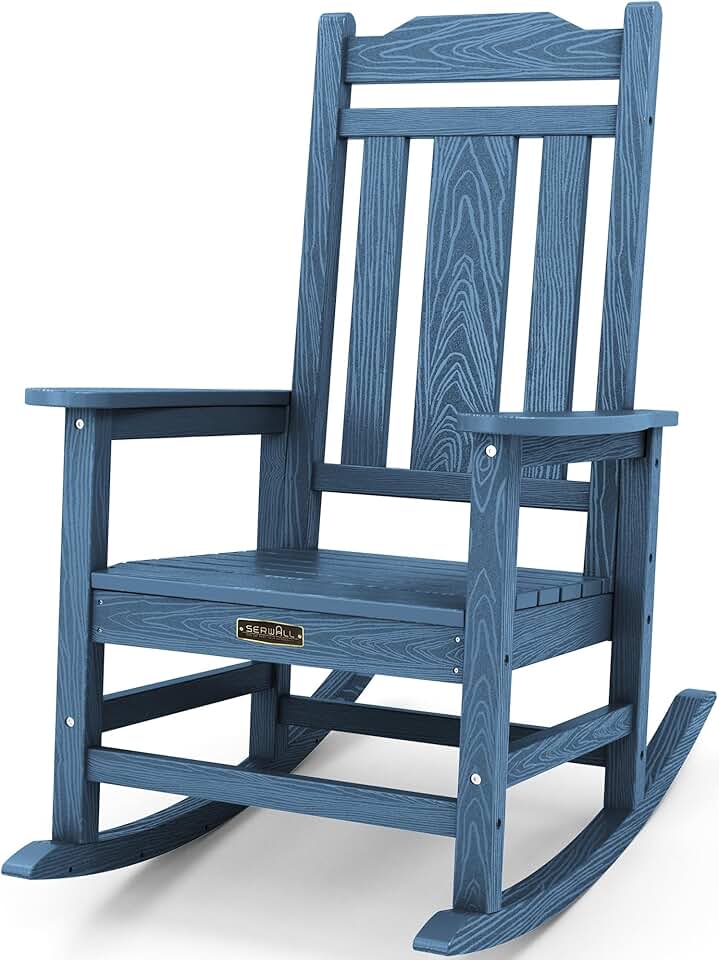SERWALL Outdoor Rocking Chair, HDPE Poly Rocking Chair for Adults, All ...