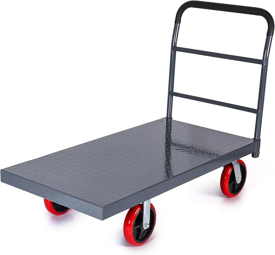Flatbed Platform Cart Industrial Dolly Cart Heavy Duty 48” x 24 ...