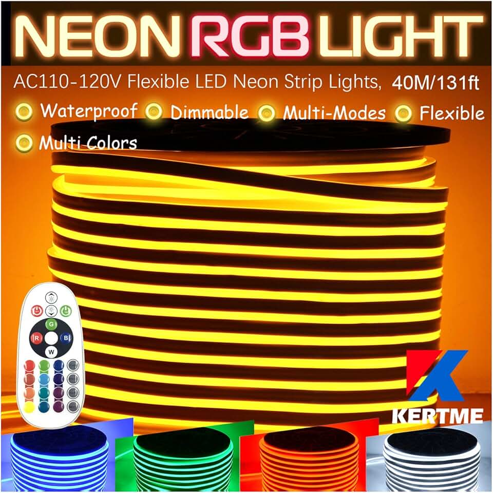 RGB LED Neon Light Strip, AC110-120V/Flexible/Waterproof/Dimmable/Multi ...