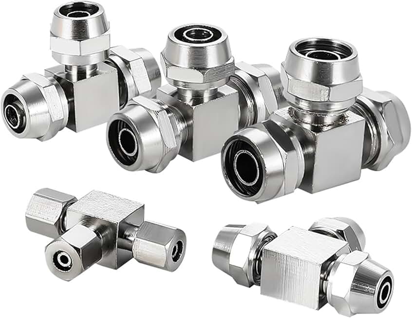 Pneumatic Fittings Nickel Plated Copper Type Tee Quick Twist Trachea ...
