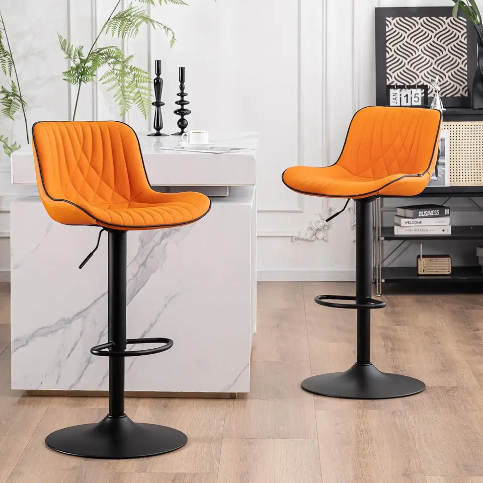 YOUTASTE Orange Bar Stools Set of 2 Adjustable Counter Height Bar ...