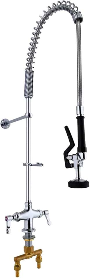 MaxSen Commercial Sink Faucet with Sprayer 40" Height Deck Mount Single ...