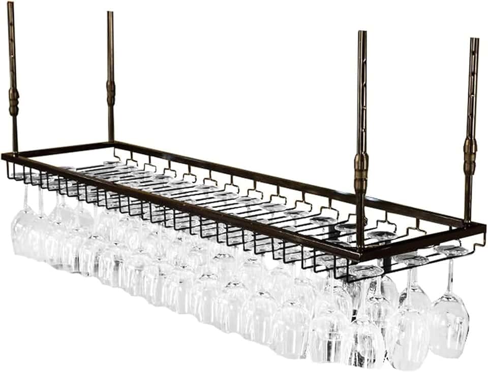 Hanging Wine Glass Rack Ceiling Shelf Wine Rack and Wine Glass Holder ...