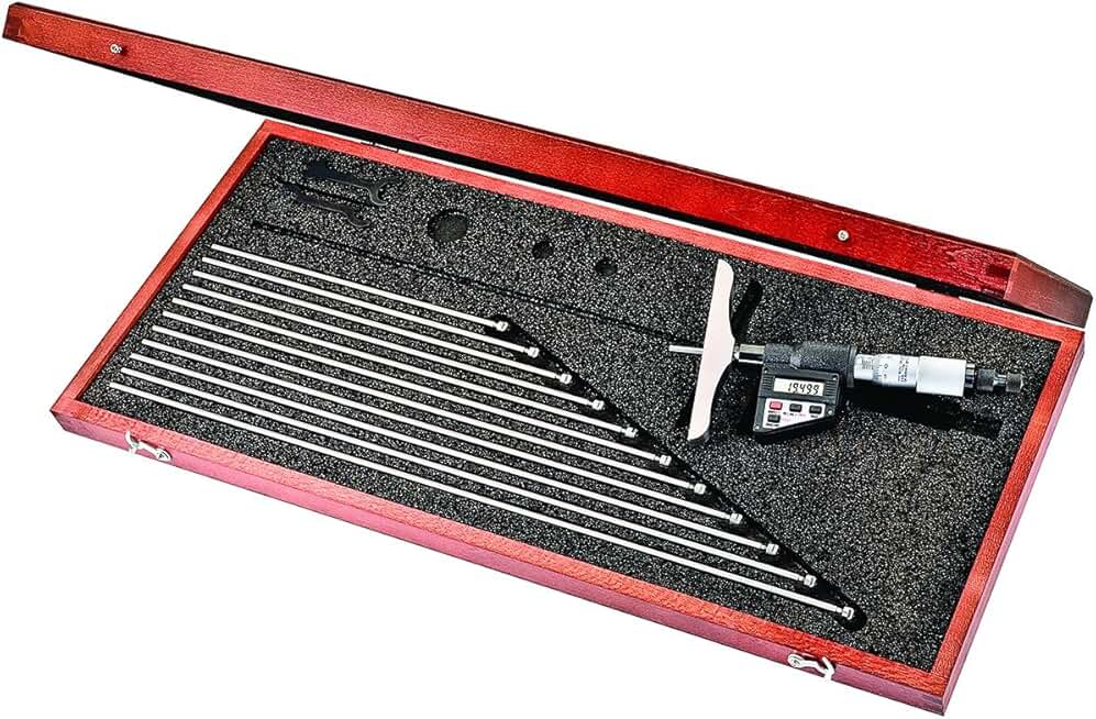 Starrett 749MEBZ-150 Micrometer LCD Depth Gauge, 0-150mm Range, 0.001mm ...