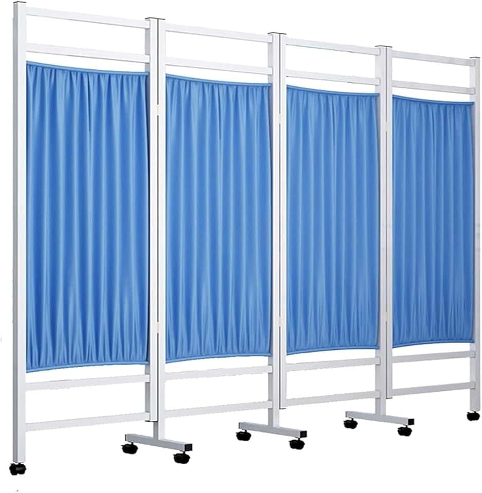 4 Panel Rolling Medical Privacy Screen on Wheels, 180cm High Foldable ...