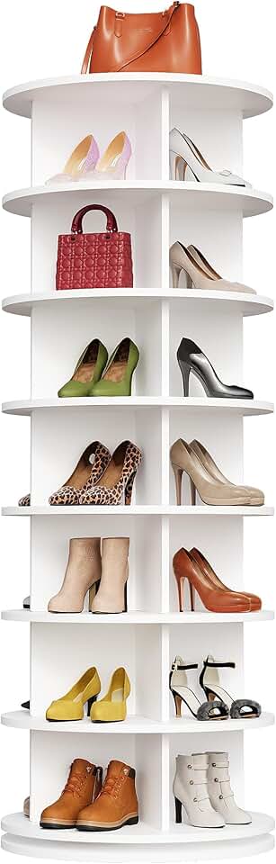 7 Tier Rotating Shoe Rack Tower, Spinning Shoe Organizer, Revolving 360 ...