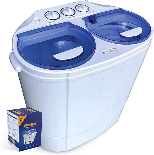 Portable Compact Mini Twin Tub Washing Machine w/Wash and Spin Cycle ...