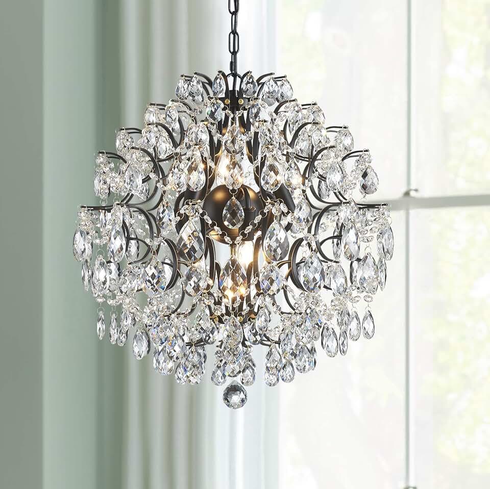 Bestier Modern Pendant Black Chandelier Crystal Raindrop Lighting ...