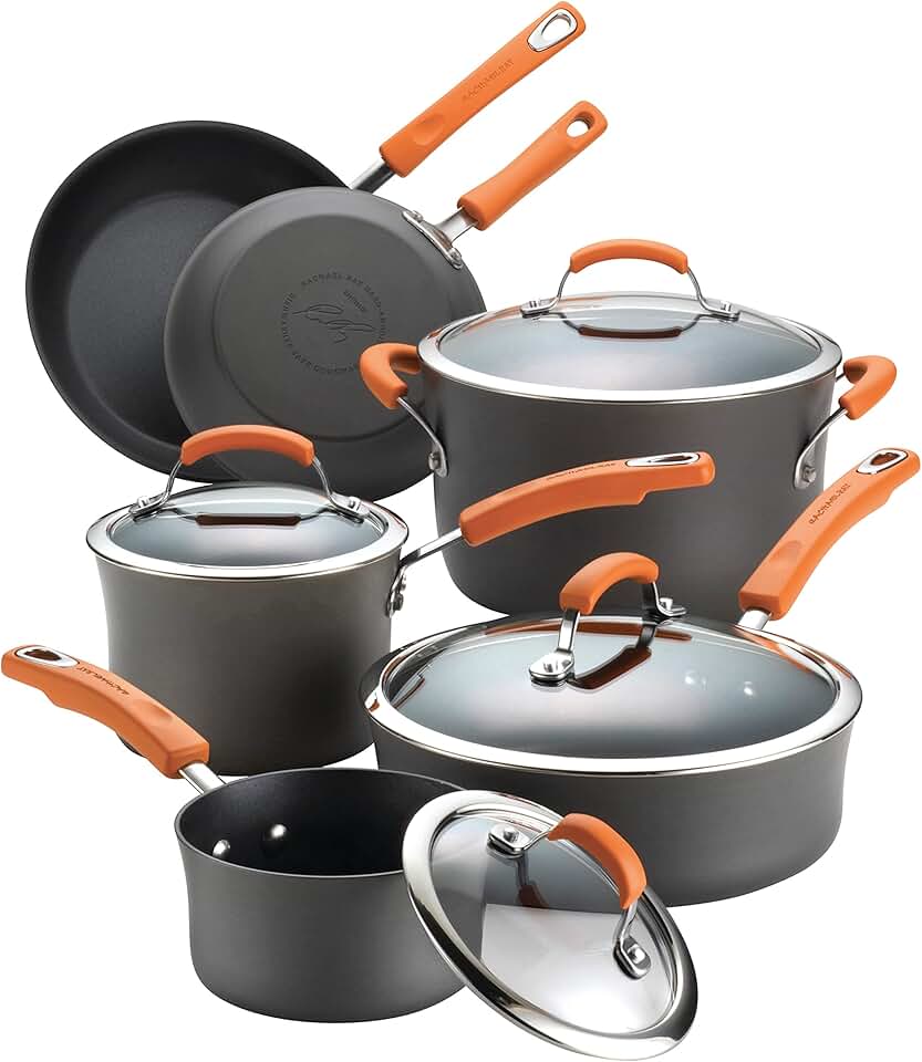 Rachael Ray Brights Hard-Anodized Aluminum Nonstick Cookware Set with ...