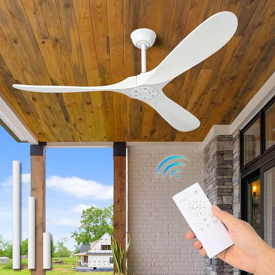 Solid Wood Ceiling Fans Without Light, 52 Inch Real Wood Ceiling Fan ...