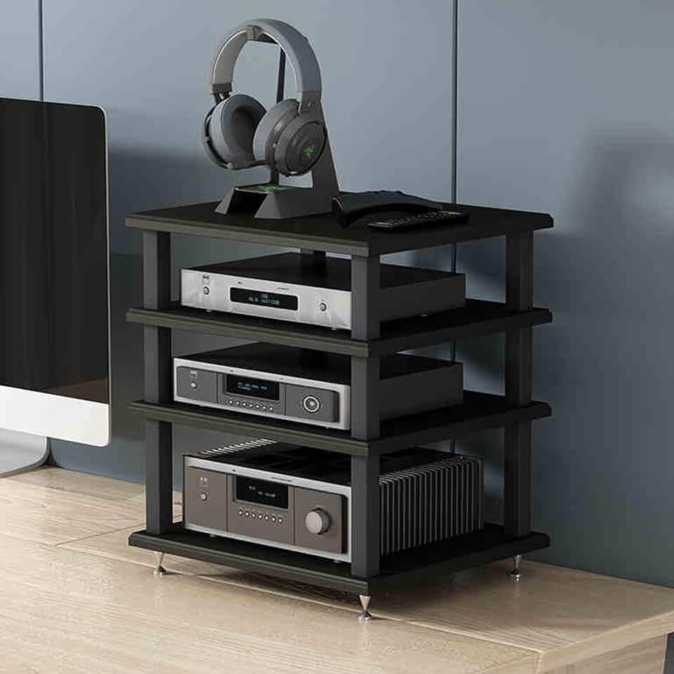 AV Media Stand, 2/3/4-Tier Stereo Cabinet, Gaming TV Stand and Stereo ...