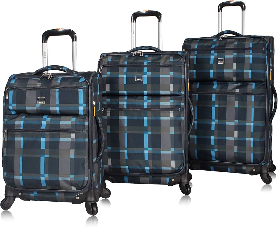 LUCAS Designer Luggage Collection - 3 Piece Softside Expandable Ultra ...