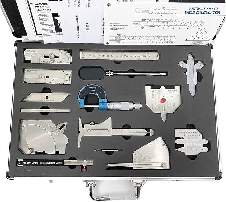 13PCS Stainless Steel Welding Inspection Ruler Gauge Weld Inspection ...