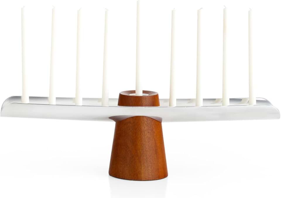 Nambe Classic Menorah | Hanukkah Menorah and Candle Holder | Decorative ...