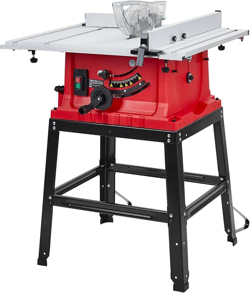 Table Saw, 10 Inch 15A Multifunctional Saw with Stand & Push Stick, 90 ...