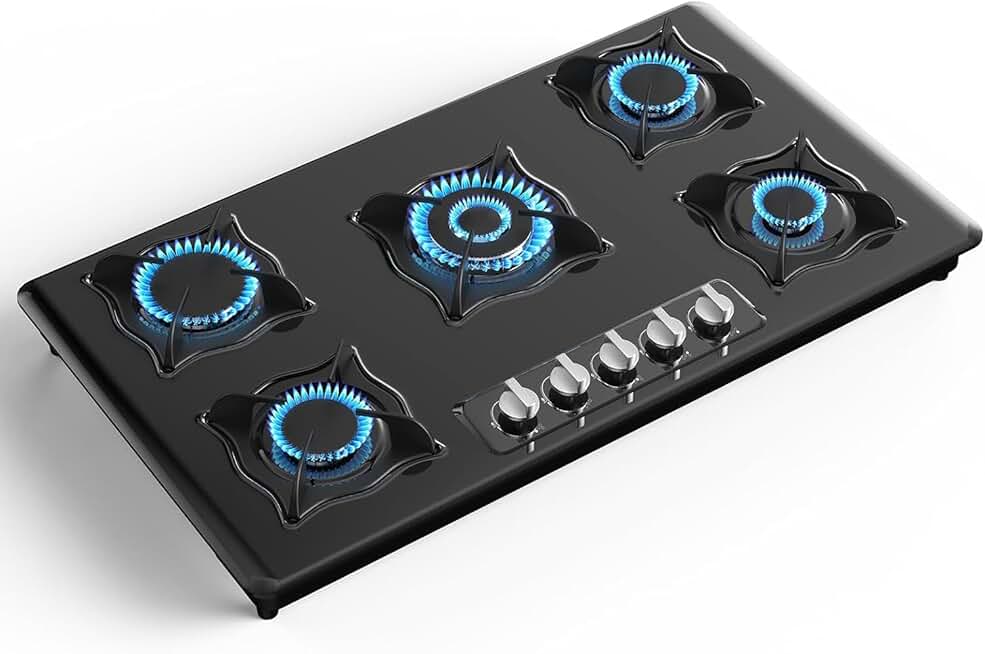 Propane Gas Cooktop 36 Inch, 5 Burner Built-in Gas Stove Top Stainless ...
