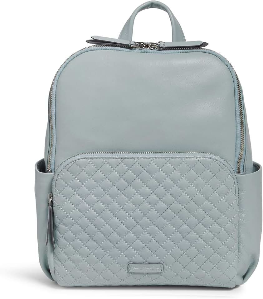 Vera Bradley Women's Leather Carryall Backpack, Dusty Blue, One Size ...