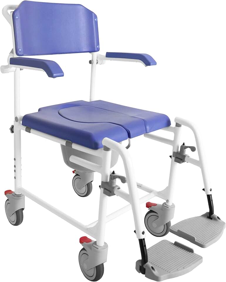 KMINA PRO - Shower Chair with Wheels for Elderly (Version 2.0 Improved ...