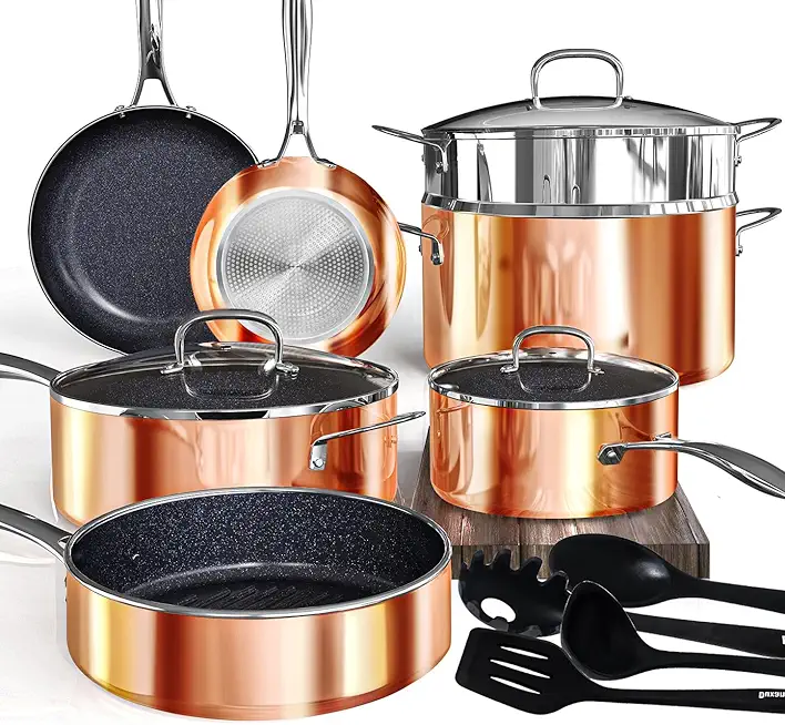 Deluxe 14PC Nonstick Cookware Sets, DUXANO Freshness-Maintained Pots ...