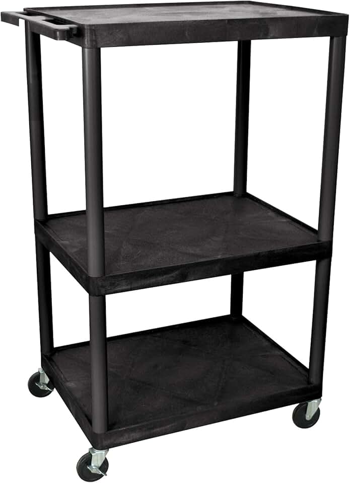Luxor Multipurpose Rolling Audio/Video Presentation Utility Cart with 3 ...