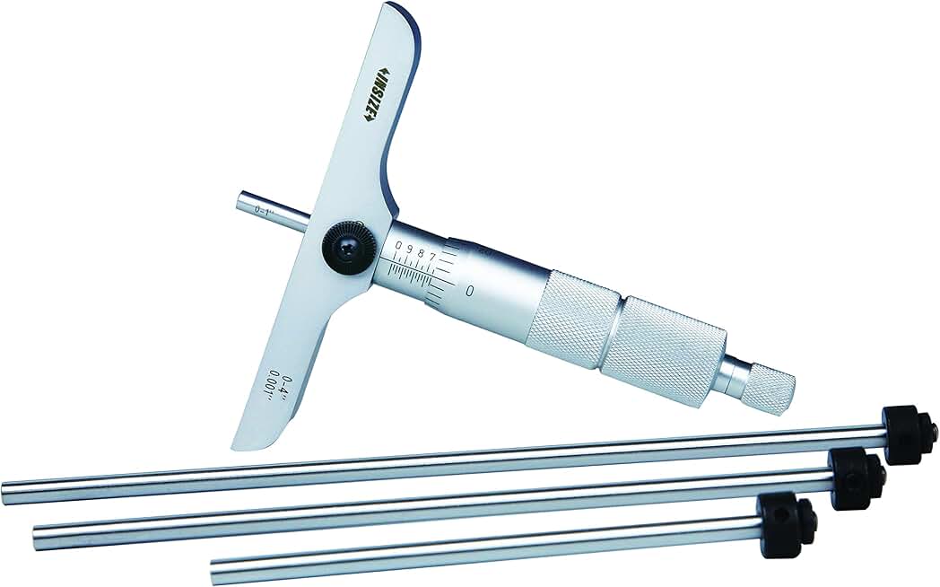 INSIZE 3241-4 Depth Micrometer, Graduation .001", Base 3.996" × 0.669 ...