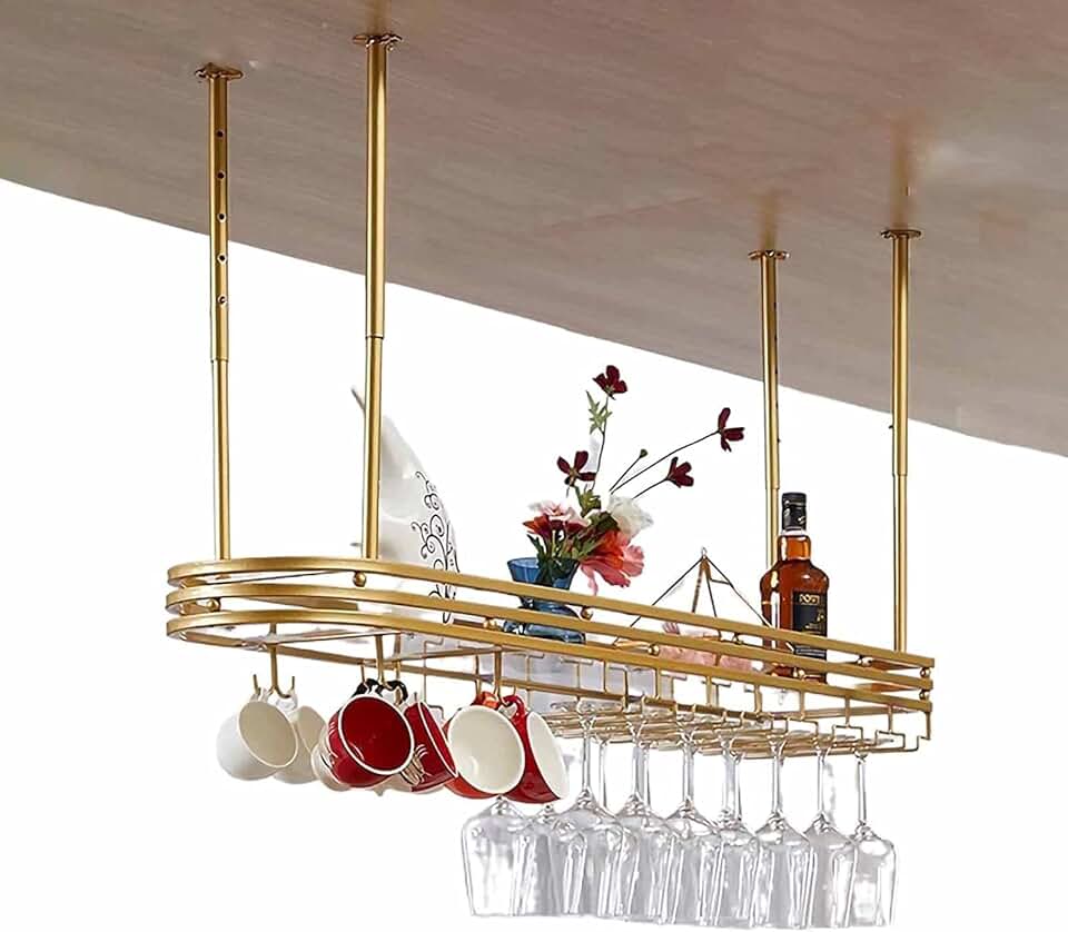 Hanging Ceiling Shelf Ceiling Wine Glass Rack, Hanging Wine Glass Rack ...
