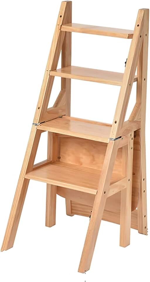 Kitchen Step Stool Chair Ladder Combo - Multi-Functional Library Chair ...