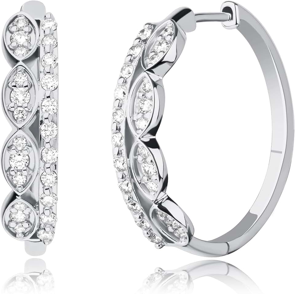 Sterling Silver Lab Grown Diamond Hoop Earrings for Women in Multiple ...