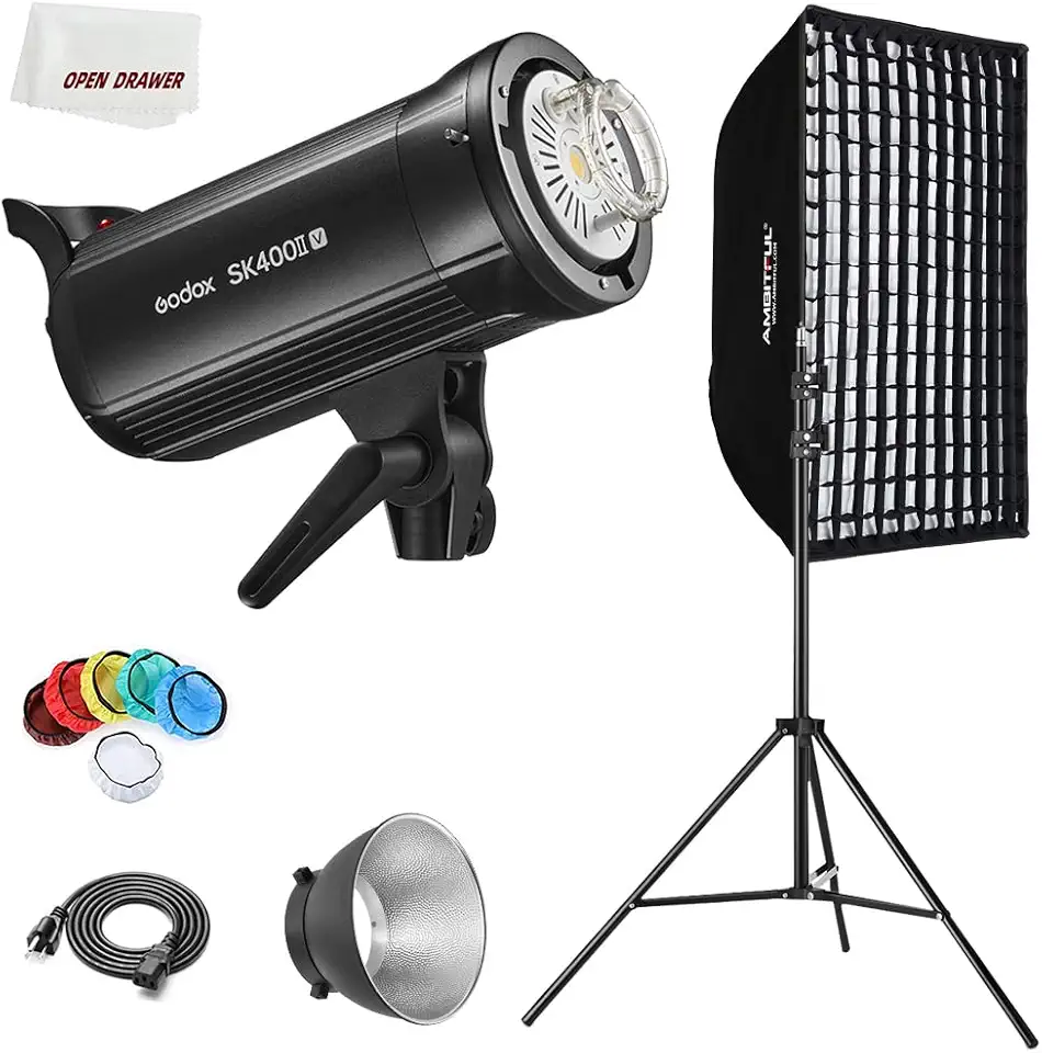 SK400II-V Strobe Light Kit, 400Ws Studio Strobe Light, Built-in 2.4G ...