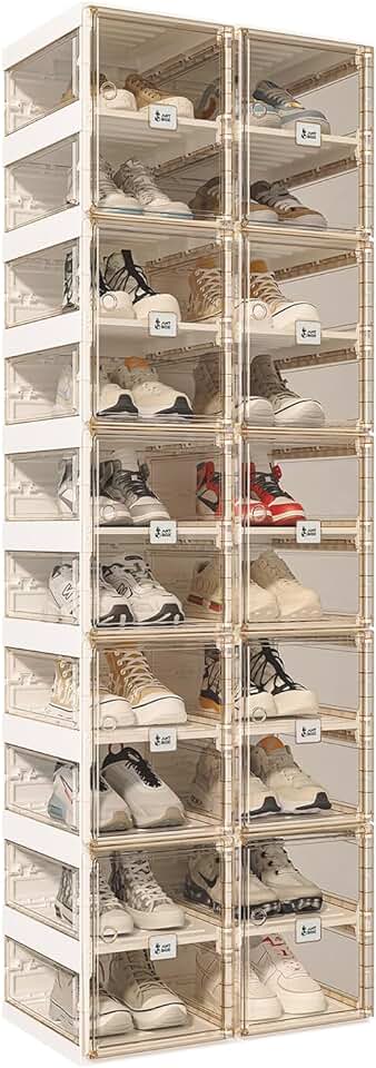 Foldable Shoe Rack,Shoe Organizers for Closet Plastic Shoe Storage Box ...