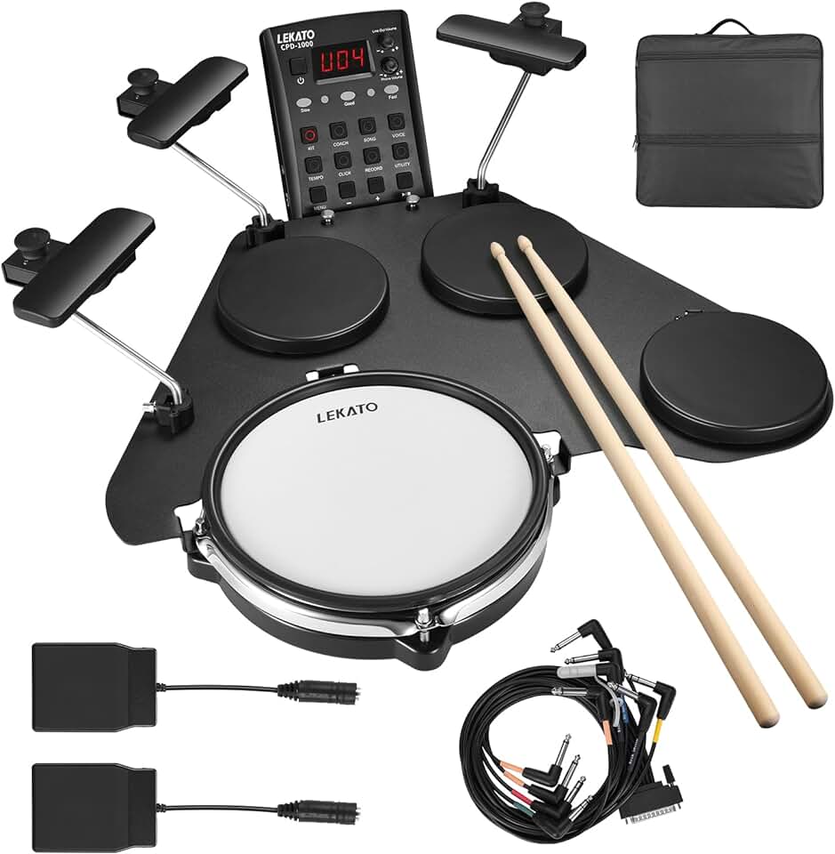 LEKATO Electronic Drum Set, Portable Electric Drum Set for Beginner ...