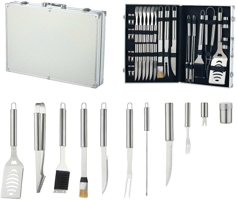 Aluminum Box Barbecue Tool Set Stainless Steel Outdoor Grill and Fork ...