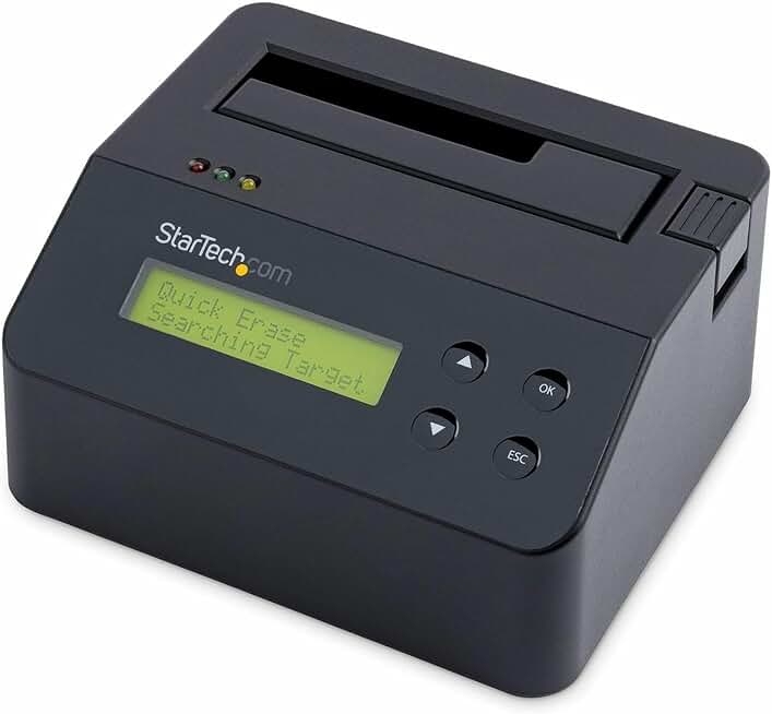 StarTech.com Single Bay Hard Drive Eraser, Standalone HDD/SSD Disk ...