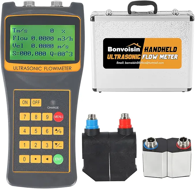 Bonvoisin Handheld Ultrasonic Flow Meter Portable Clamp on Flowmeter ...