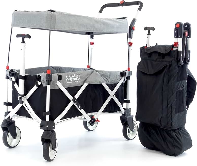 Creative Outdoors Push Pull Ultra Compact Folding Stroller Wagon with ...