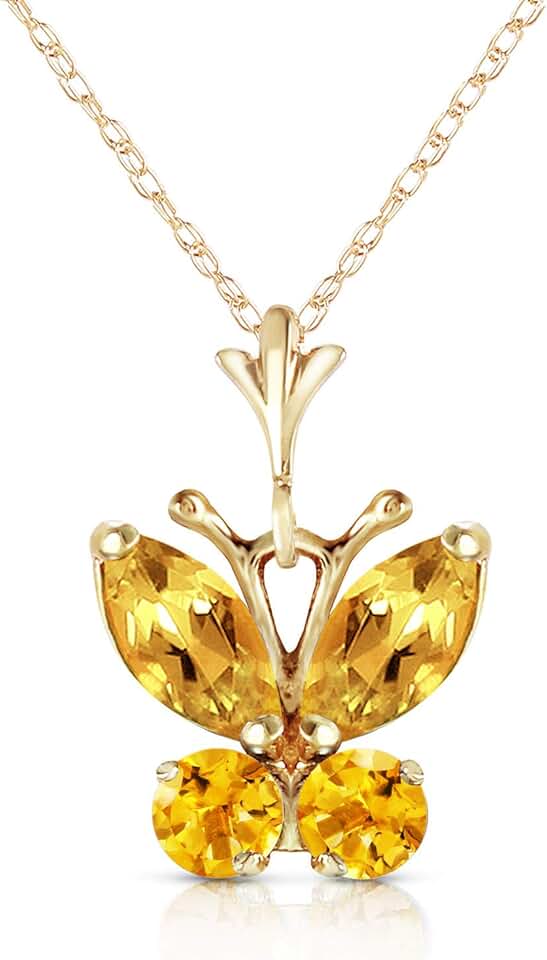 Galaxy Gold GG 14k Yellow Gold 18" Necklace with Citrine Butterfly ...