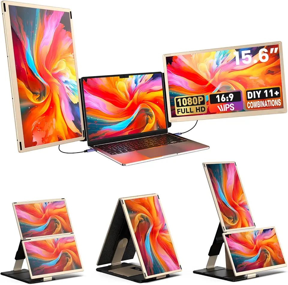 Laptop Screen Extender 15.6-inch, 1080P FHD Portable Monitor with 120% ...