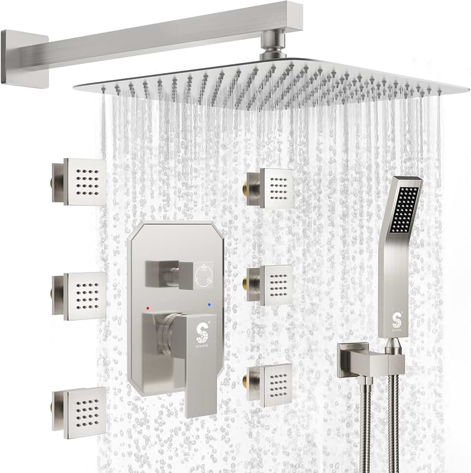 Waist Massage Spray Shower System with 6 Body Jets, 16'' Full Body Rain ...