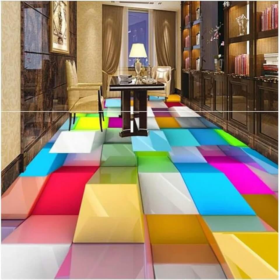 ZEZILE Custom Three-Dimensional Square Abstract 3D Floor Painting 3D ...