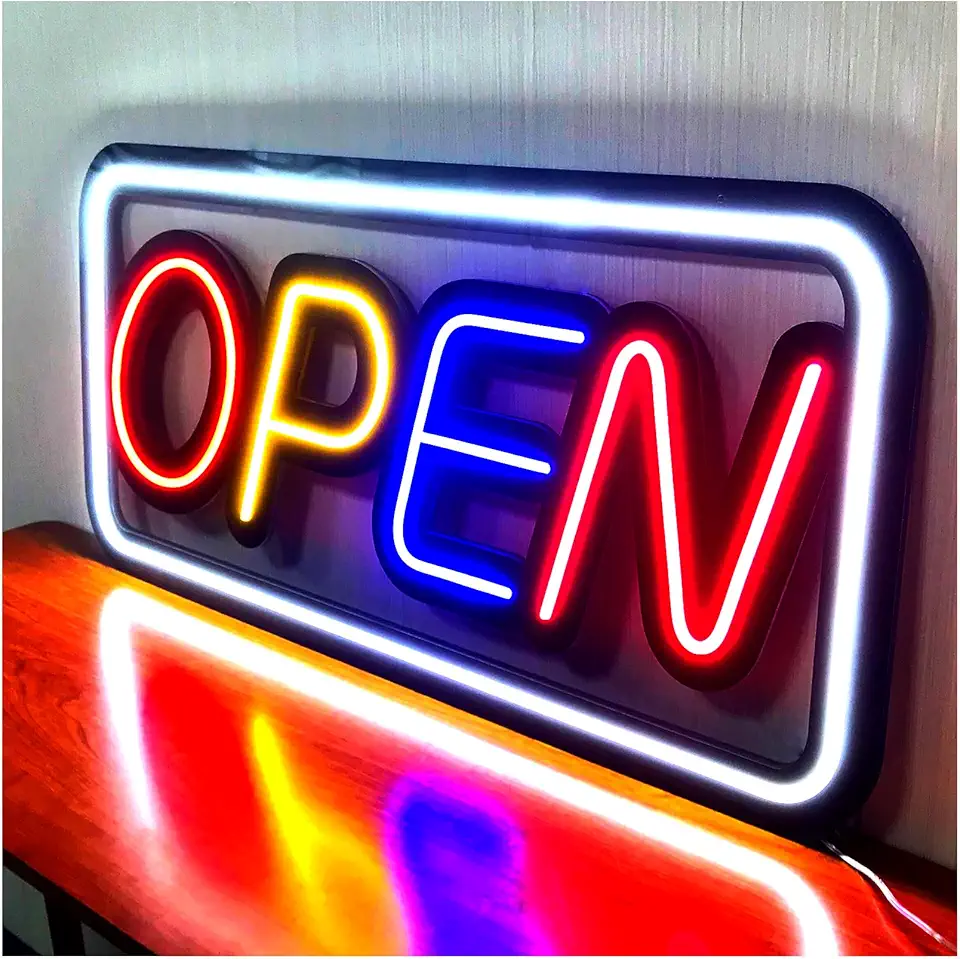 35"x18" Extra Large LED Open Signs for Business, Unique Design Super ...