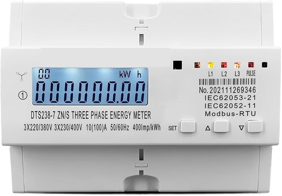 3 Phase Din Rail Energy Meter 3 * 220V 380V 400V 50Hz 60Hz KWH Watt ...