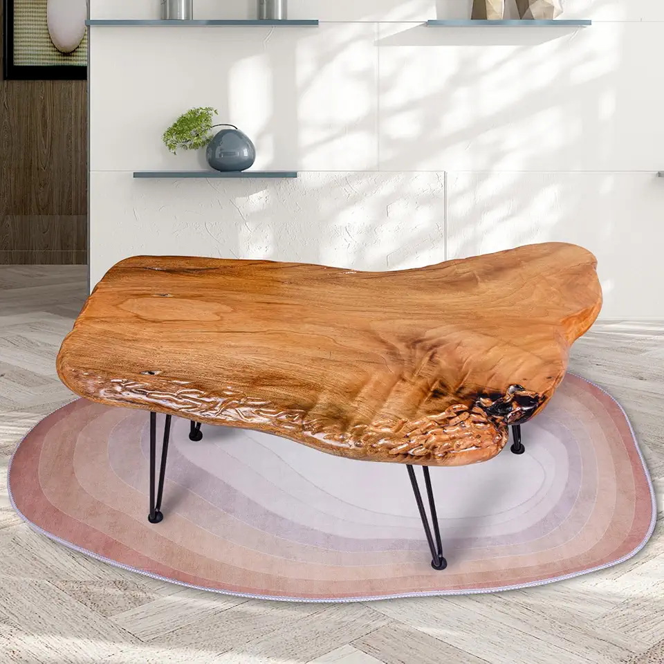Live Edge Coffee Table - Natural Camphor Wood with Metal Legs | Unique ...