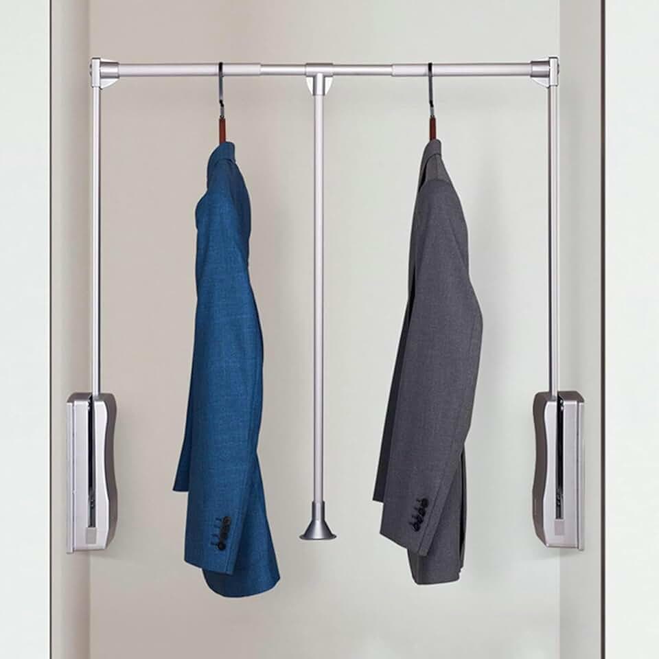Pull Down Closet Rod, Aluminum Adjustable 19-48 Inch Heavy Duty Closet ...